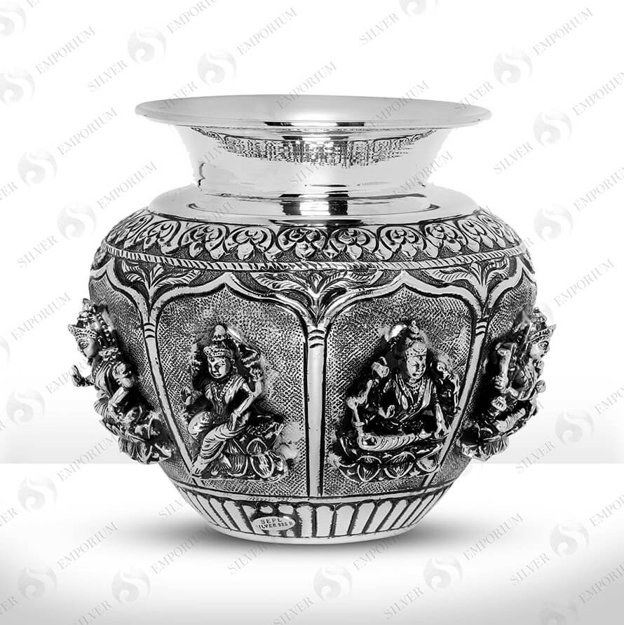 Silver Ganesh and Laxmi Kalash – Silver Emporium